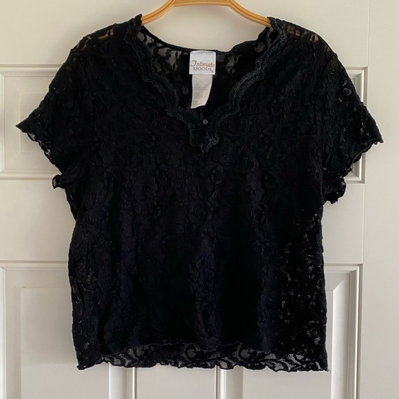 Vintage | Tops | Vintage 9s Intimate Moods Mesh Floral Sheer Tee Shirt ...